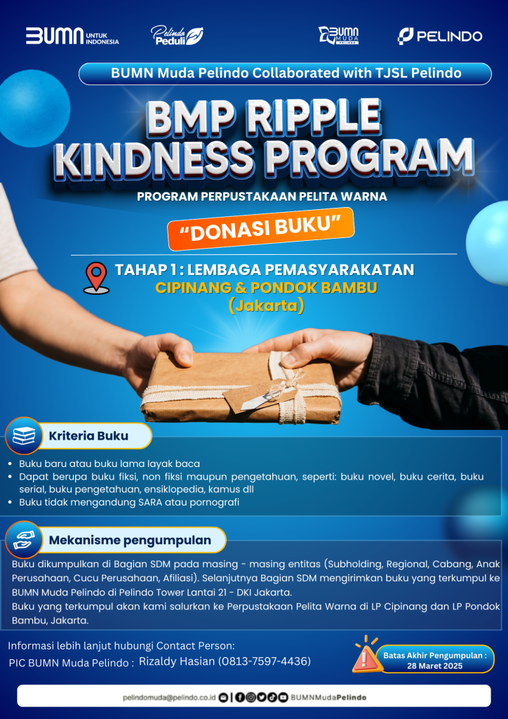 Donasi Buku: BMP Ripple Kindness Program – BUMN Muda Pelindo